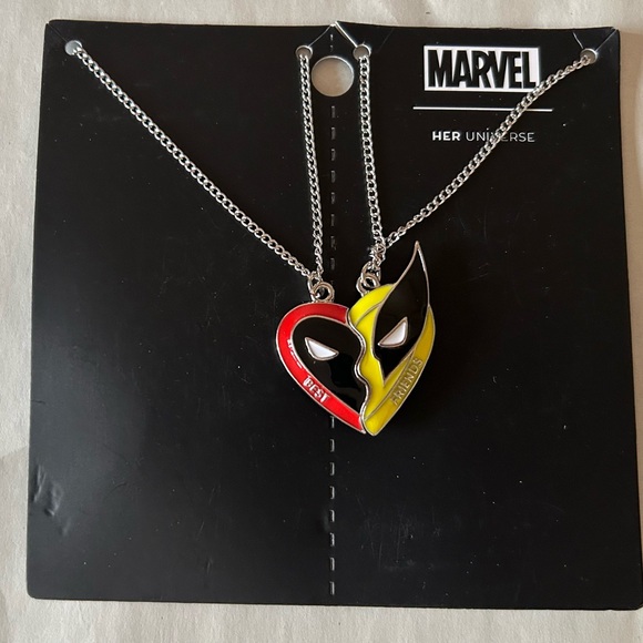 Marvel | Jewelry | Deadpool Wolverine Besties Heart Necklaces | Poshmark